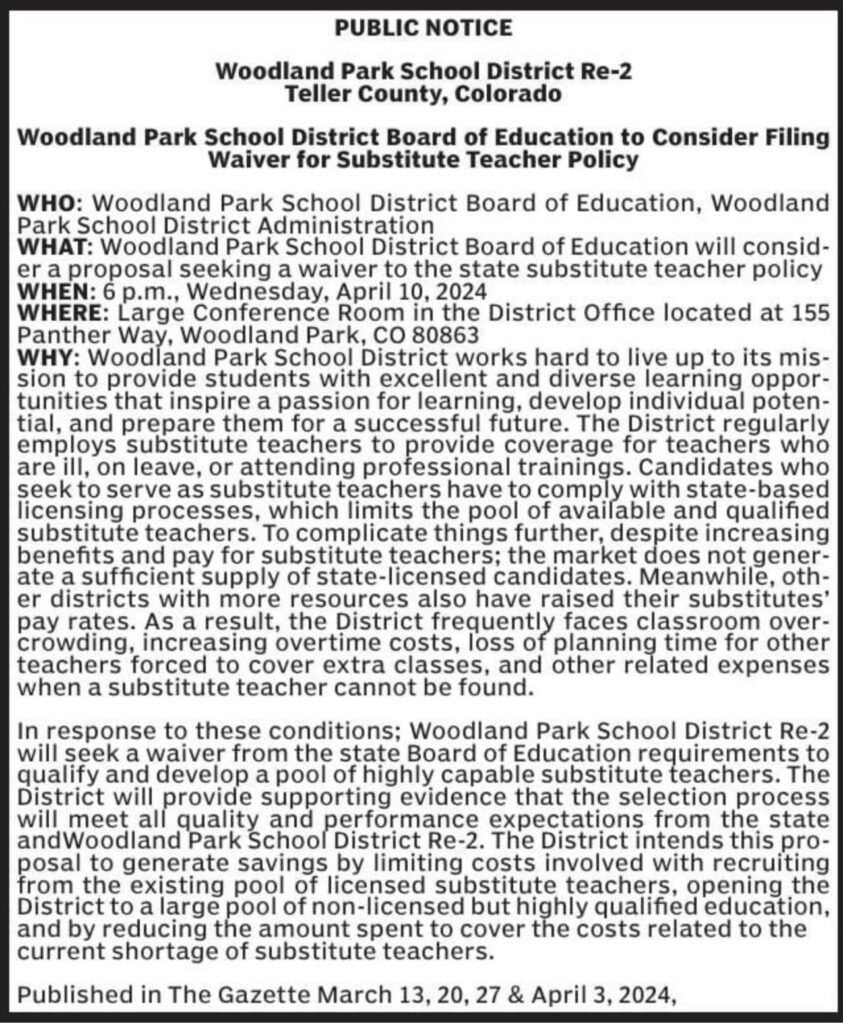 WPSD To Seek Waiver From Substitute Teacher Requirements Support WPSD To Seek Waiver From Substitute Teacher Requirements Support
